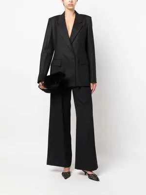 Victoria Beckham Double-breasted Virgin Wool-cotton Blazer