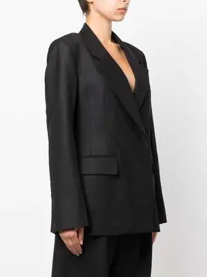 Victoria Beckham Double-breasted Virgin Wool-cotton Blazer