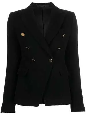 Tagliatore Double-breasted Fleece Blazer - Black