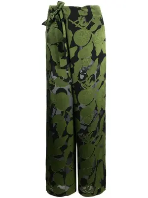 Henrik Vibskov Graphic-print Wrap Trousers - Green
