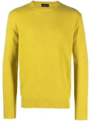 ROBERTO COLLINA Crew-neck Merino-cashmere Jumper - Yellow