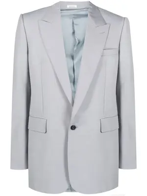 Alexander McQueen Peak-lapels Single-breasted Blazer - Grey