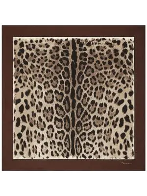 Dolce & Gabbana Leopard-print Silk Scarf - Brown