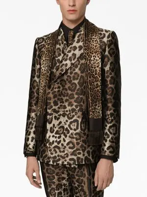 Dolce & Gabbana Fringed Leopard-print Silk Scarf
