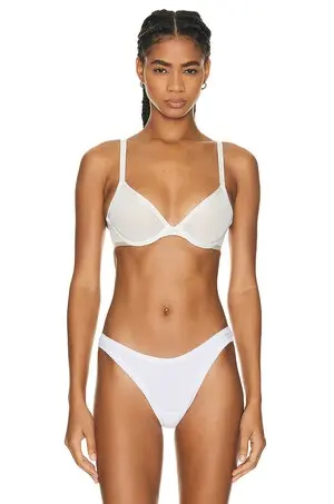 CUUP Mesh Plunge Bra In White - Salt