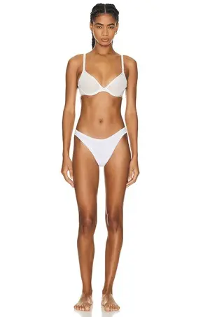 CUUP Mesh Plunge Bra In White - Salt