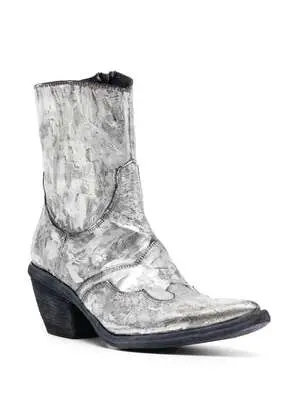 MADISON MAISON Laminated Leather Ankle Boots - Silver