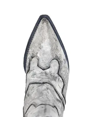 MADISON MAISON Laminated Leather Ankle Boots - Silver