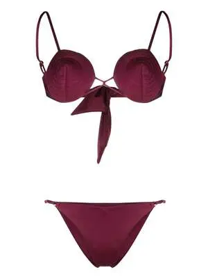 NOIRE SWIMWEAR Tonal-stitch Detail Bikini Set - Pink