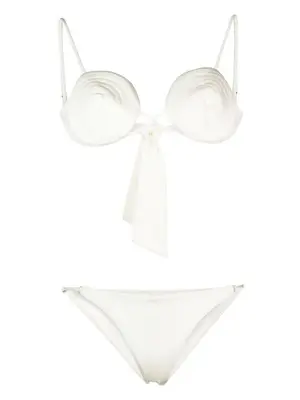 NOIRE SWIMWEAR Tonal-stitch Detail Bikini Set - White