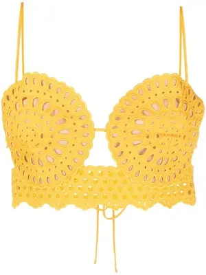 Stella McCartney Broderie-anglaise Cropped Top - Yellow