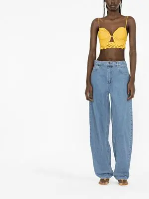 Stella McCartney Broderie-anglaise Cropped Top - Yellow
