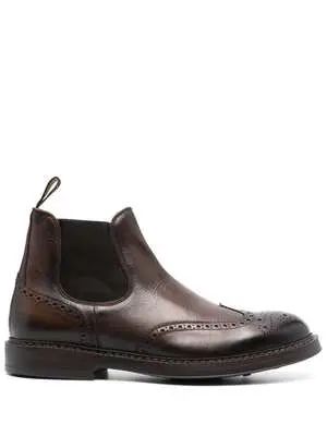 DOUCAL'S Perforated Leather Ankle Boots - Brown