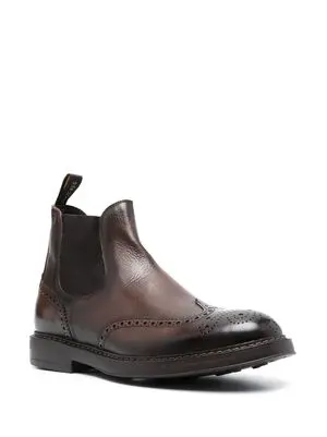 DOUCAL'S Perforated Leather Ankle Boots - Brown