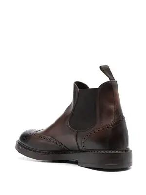 DOUCAL'S Perforated Leather Ankle Boots - Brown