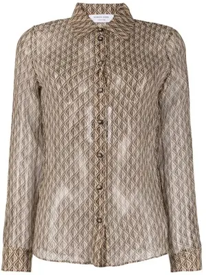 MARINE SERRE Moon Diamant Silk Shirt - Neutrals