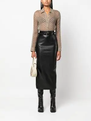 MARINE SERRE Moon Diamant Silk Shirt - Neutrals
