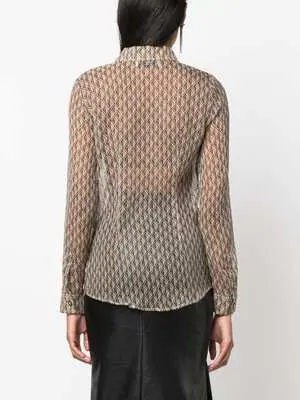 MARINE SERRE Moon Diamant Silk Shirt - Neutrals