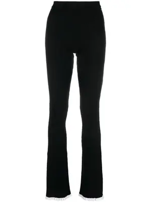 MSGM Intarsia-knit High-waisted Trousers
