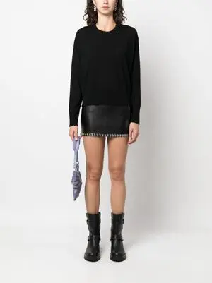 Patrizia Pepe Distressed-finish Wool Jumper - Black