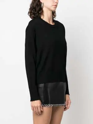 Patrizia Pepe Distressed-finish Wool Jumper - Black