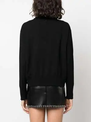 Patrizia Pepe Distressed-finish Wool Jumper - Black