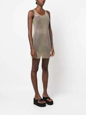 SANTA BRANDS Crystal-embellished Chainmail Mini Dress - Neutrals