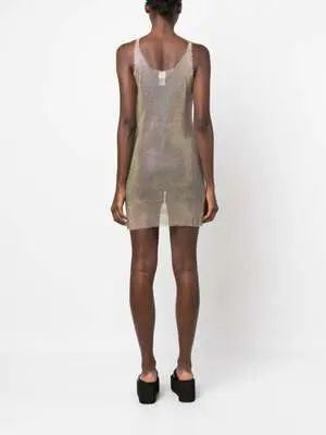 SANTA BRANDS Crystal-embellished Chainmail Mini Dress - Neutrals