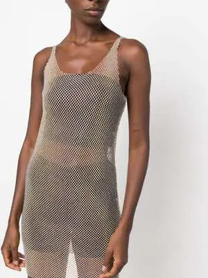 SANTA BRANDS Crystal-embellished Chainmail Mini Dress - Neutrals