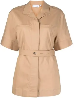 Calvin Klein Notched-collar Belted Shirt