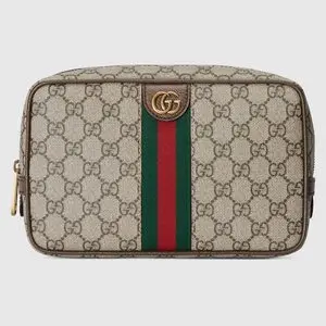 Gucci Savoy Toiletry Case With Web - Beige And Ebony Supreme