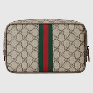Gucci Savoy Toiletry Case With Web - Beige And Ebony Supreme