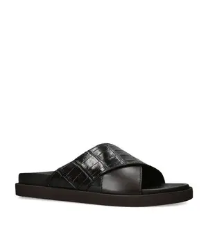 Zegna Crocodile Leather Panarea Slides