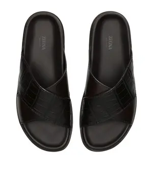 Zegna Crocodile Leather Panarea Slides