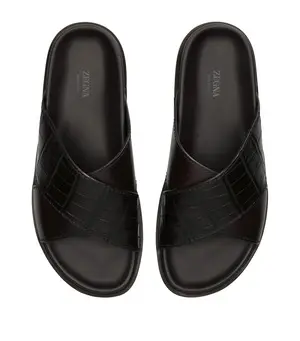 Zegna Crocodile Leather Panarea Slides
