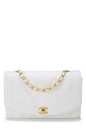 Chanel Quilted Caviar Diana Flap Bag Medium - White