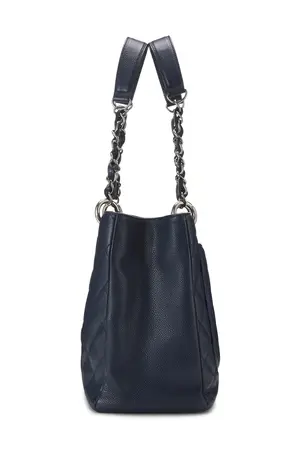Chanel Quilted Caviar Grand Shopping Tote - Navy
