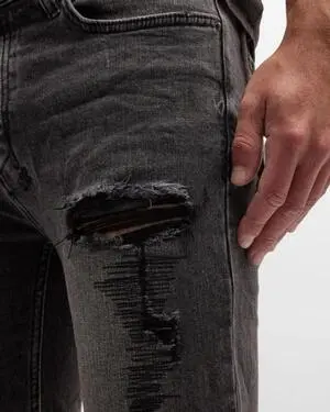 Ksubi Van Winkle Angst Trashed Skinny Jeans - Black