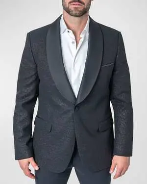 MACEOO Glitter Shawl Blazer - Black