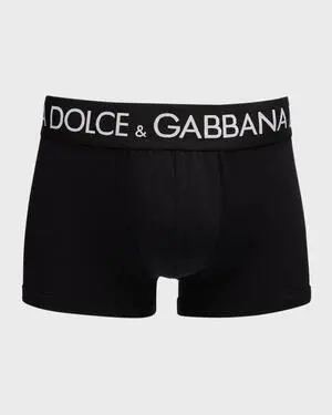 Dolce & Gabbana Apos;s 2-pack Waistband-logo Jersey Boxers - Black