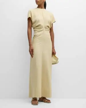 TOTEME Slouch Waist Maxi Dress With Pleat Off White