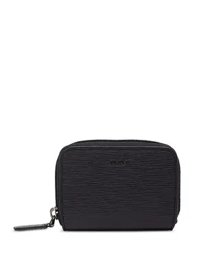 Tumi Nassau Slg Leather Embossed Zip Card Case - Black