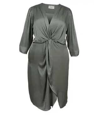 MAYES NYC Elvie Knot Waist Dress - Olive Green