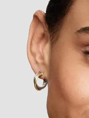 David Yurman Crossover Hoop Earrings In Sterling With 18k Yellow Gold, 17mm