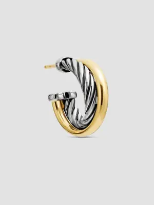 David Yurman Crossover Hoop Earrings In Sterling With 18k Yellow Gold, 17mm