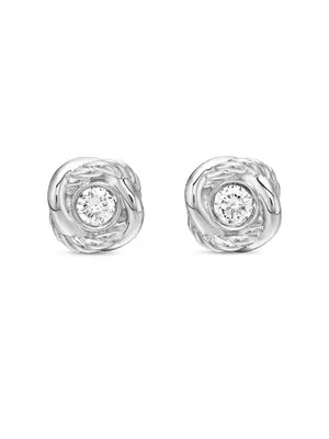 David Yurman Infinity Stud Earrings In Sterling With Diamonds, 6.8mm - Diamond