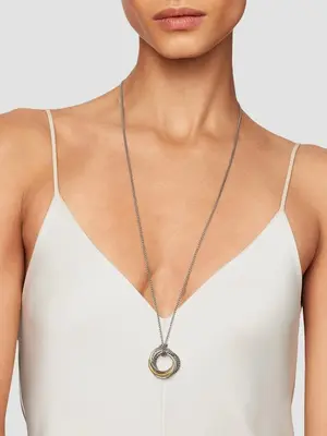 David Yurman Crossover Pendant Necklace In Sterling With 14k Yellow Gold, 28mm