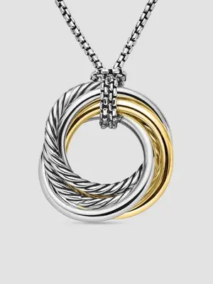 David Yurman Crossover Pendant Necklace In Sterling With 14k Yellow Gold, 28mm