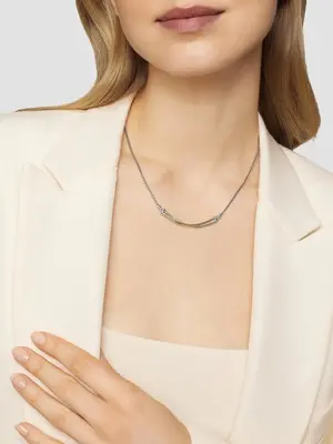 David Yurman Crossover Bar Necklace In Sterling With 18k Yellow Gold