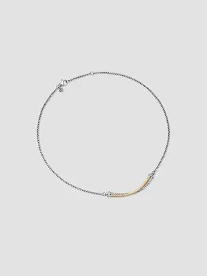 David Yurman Crossover Bar Necklace In Sterling With 18k Yellow Gold